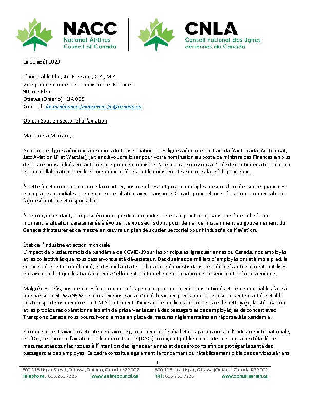Letter to Minister Freeland August 20 2020_FR – National Airlines ...